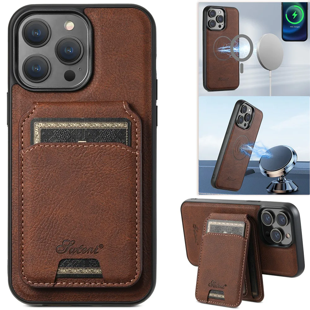 Funda-de-cuero-con-tarjetero-desmontable-2-en-1-para-iPhone-13-12-14 ...