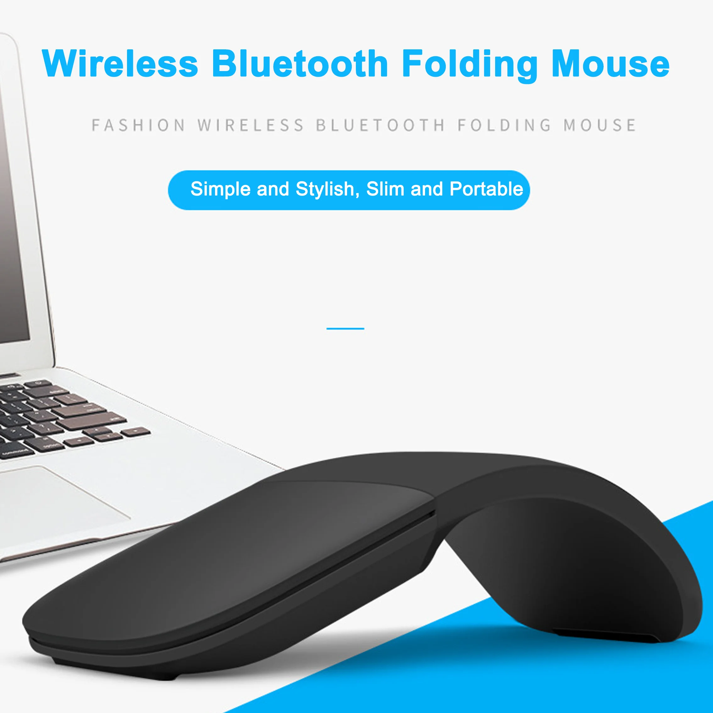 Ratón inalámbrico plegable con Bluetooth, Mouse silencioso portátil, Ultra delgado, láser ...