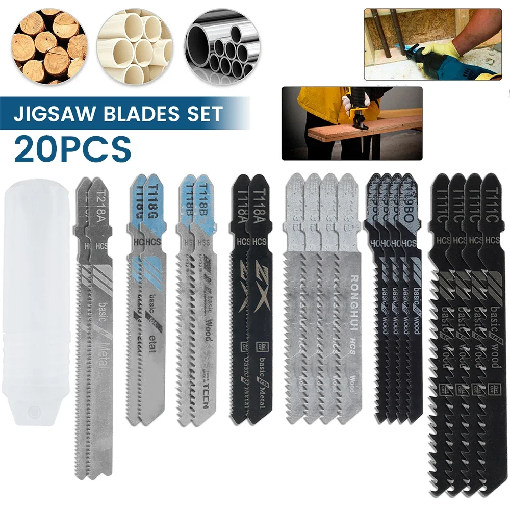 New Jig Saw Blades Set T-Shaft HCS Assorted Saw Blades Sharp Fast Cut ...