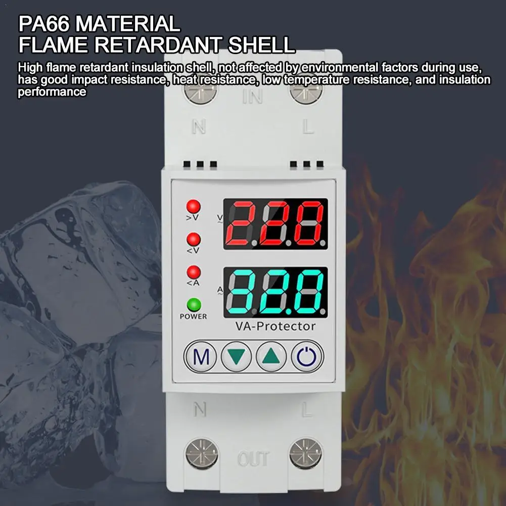 Dual Display 40A 63A 230V Din Rail Adjustable digital Over Under ...