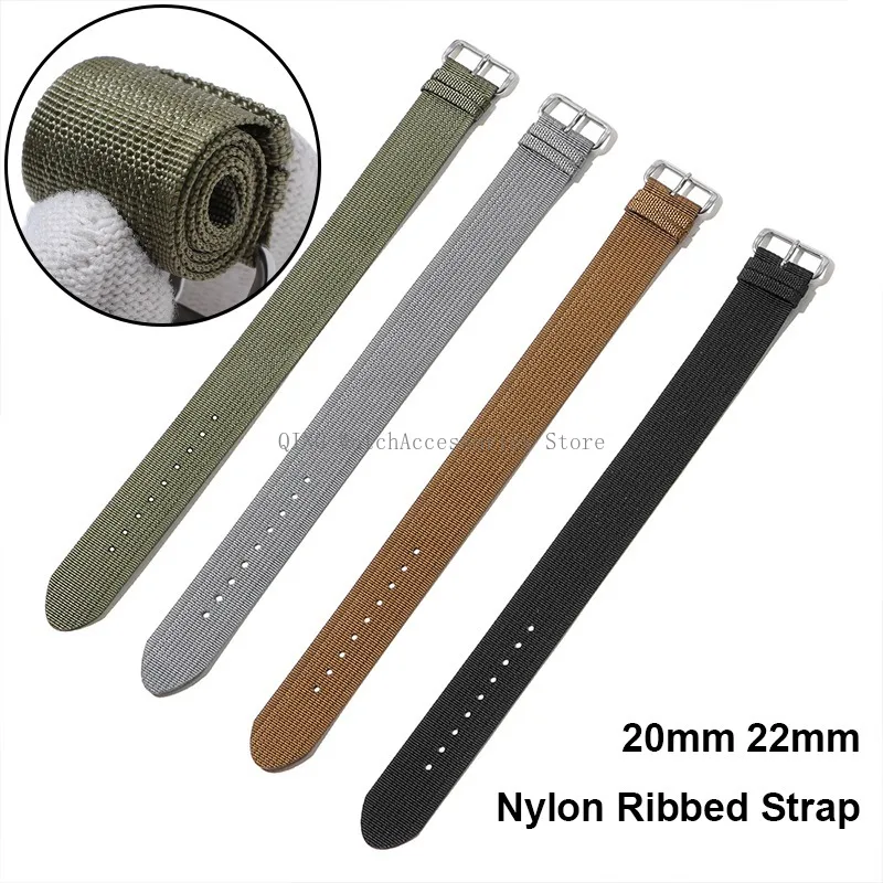 Pulseira universal de nylon com nervuras, 20mm 22mm, masculina ...
