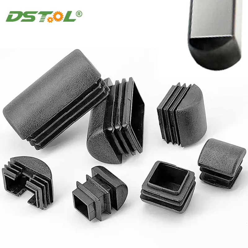 Black-Square-Plastic-Blanking-End-Cap-Tube-Pipe-Inserts-Oval-Oblong ...