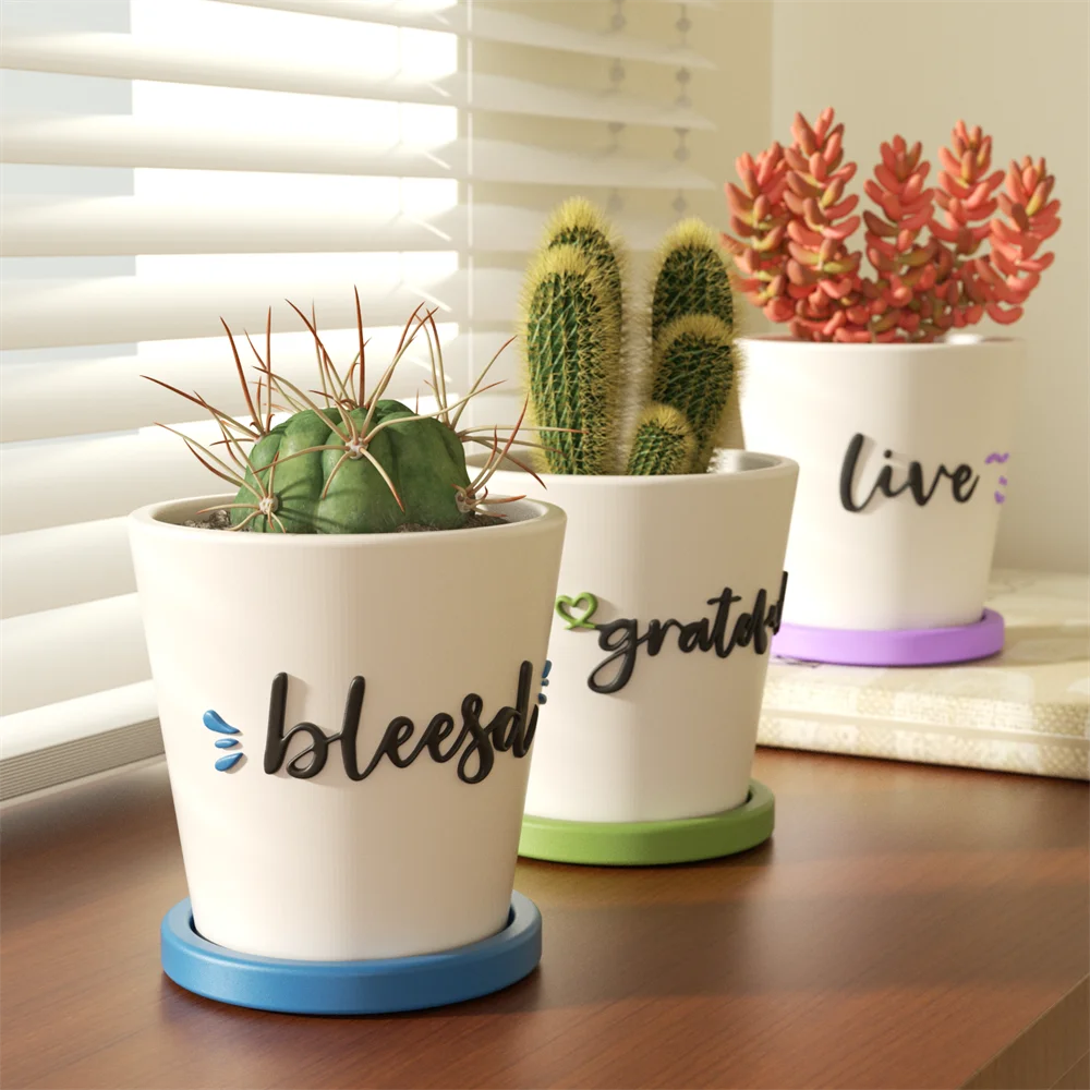 Nicole Words of Blessing Plant Pot and Tray Silicone Molds for Concrete ...