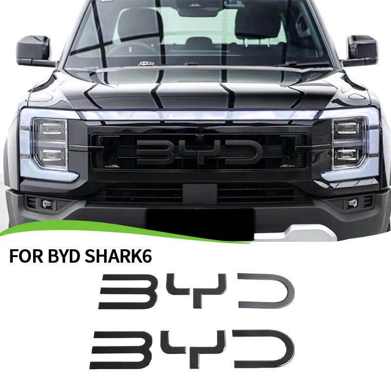 Front Badge Letter Sticker Black Logo For BYD Shark 6 Decorative ...