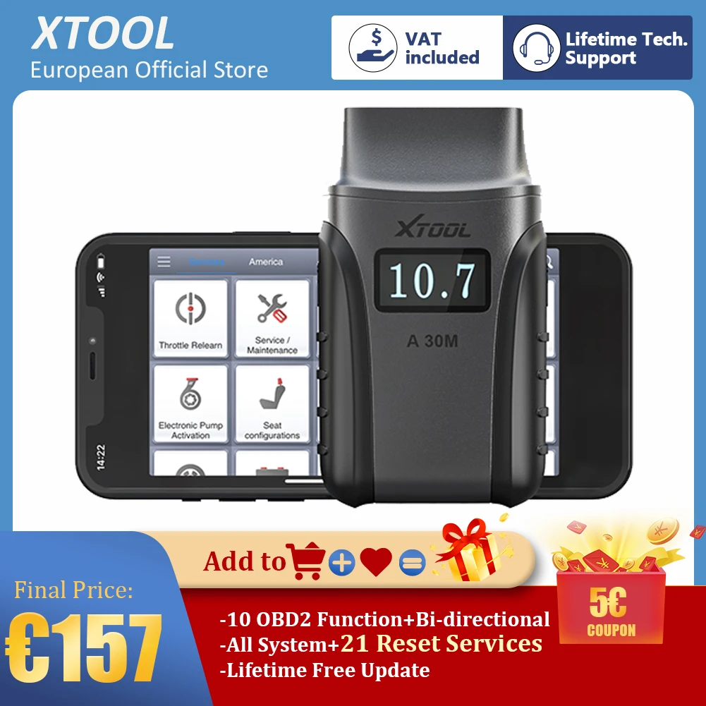 XTOOL Anyscan A30M Wireless BT OBD2 Scanner for Android & iOS 2023 ...