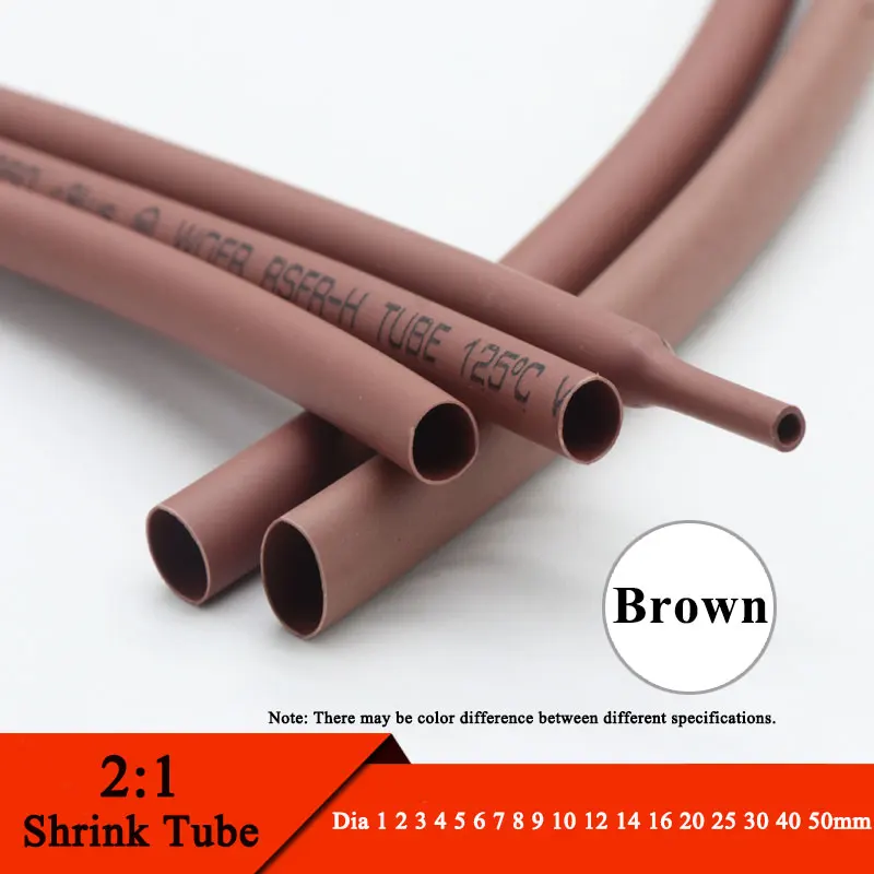 1 Meter Brown Dia 1 2 3 4 5 6 7 8 9 10 12 14 16 20 25 30 40 50 Mm Heat Shrink Tube 2:1 ...