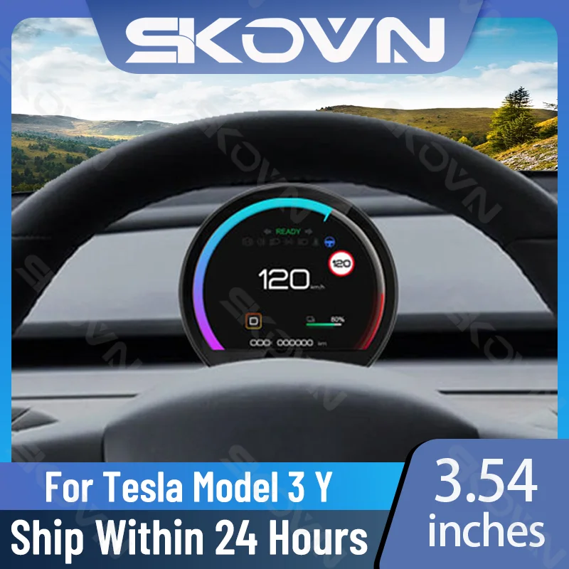 New 3.54 Inches Model 3 Y HUD LCD Dashboard Digital Smart Gauge Linux ...