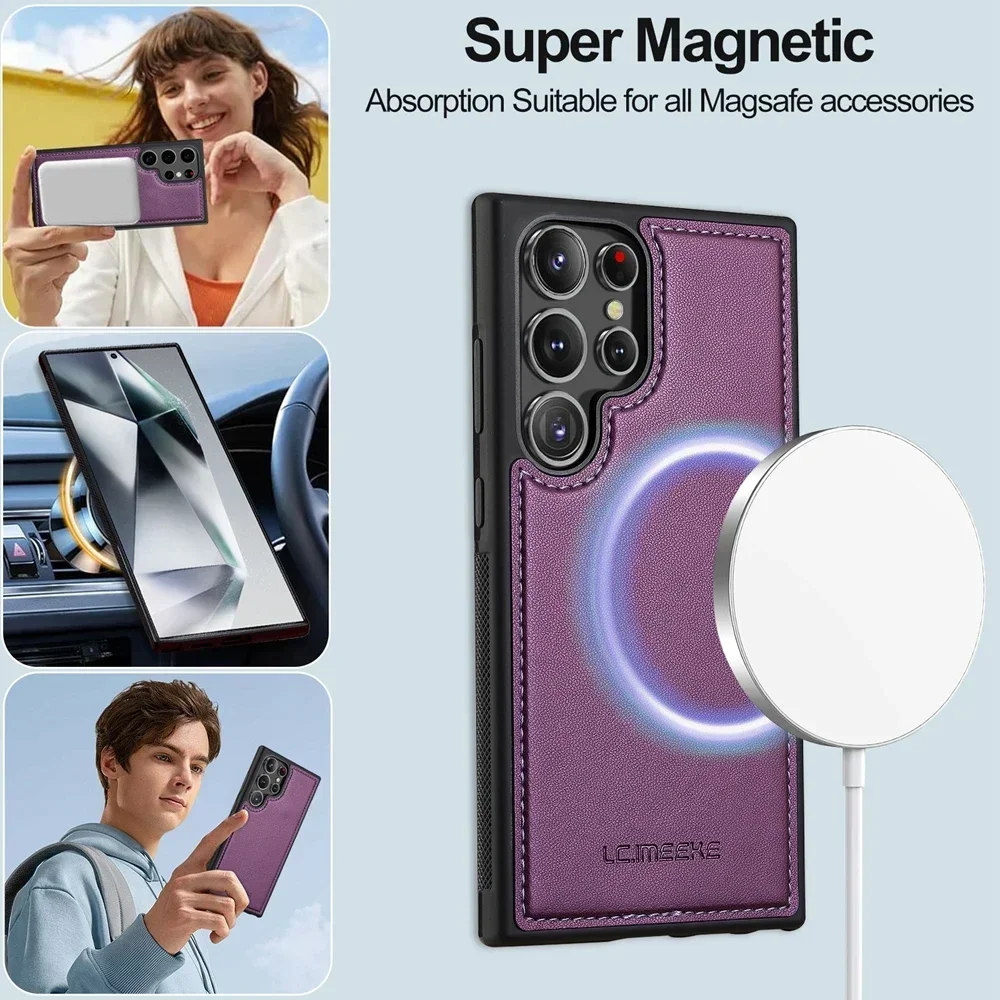 Magnetic Flip Leather Wallet Phone Case with Magsafe Compatibility for ...