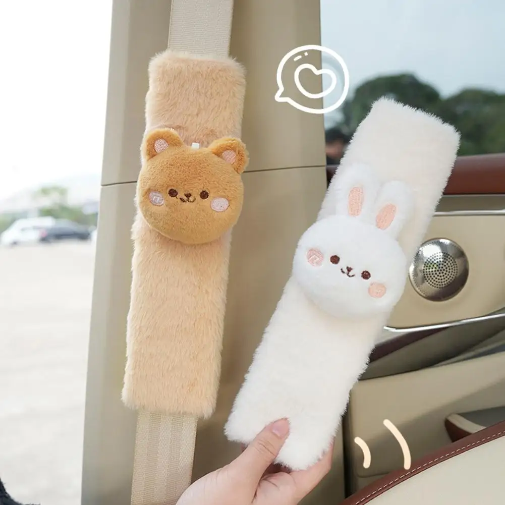 Universal-Rabbit-Hair-Plush-Car-Cartoon-Bear-Seat-Auto-Belt-Shoulder ...