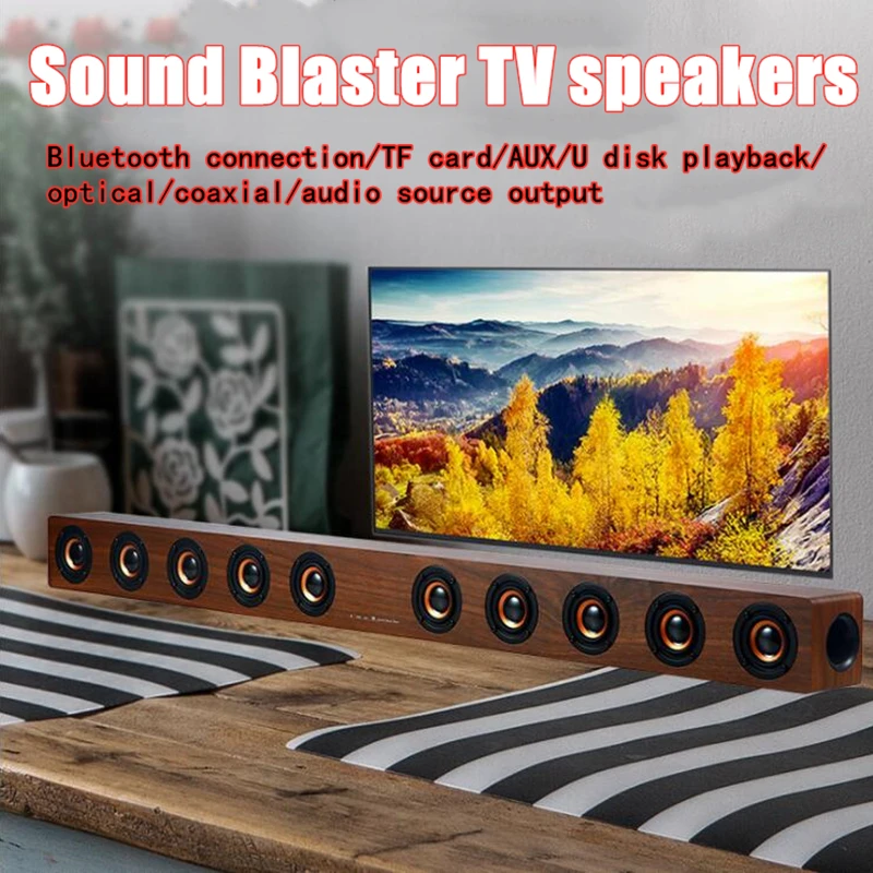 Home-Theater-Wooden-Bluetooth-Speaker-8-Speakers-2-Woofer-Soundbar-for ...