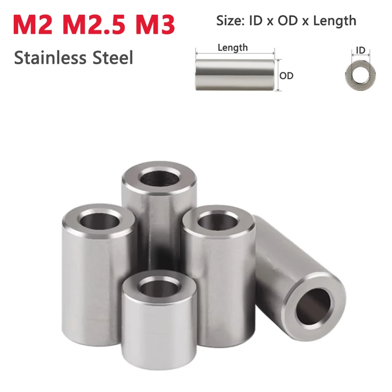 10pcs M2 M2.5 M3 Stainless Steel Bushing Washer Round Hollow Unthreaded ...