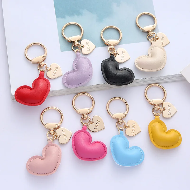 New Korean Style Simple Love Leather Key Chain Car Bag Hanging Fashion ...