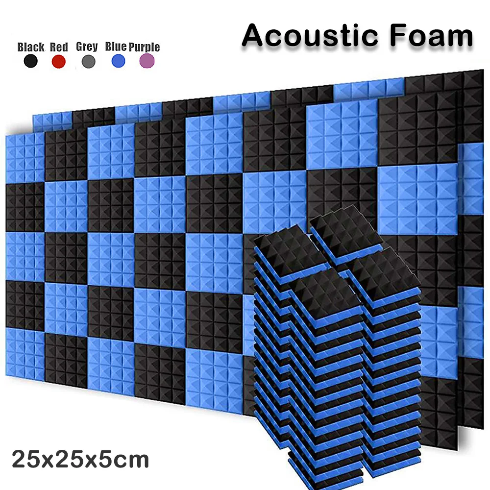 12-24Pcs-250x250x50mm-Studio-Acoustic-Foam-Pyramid-Soundproof-Sound ...