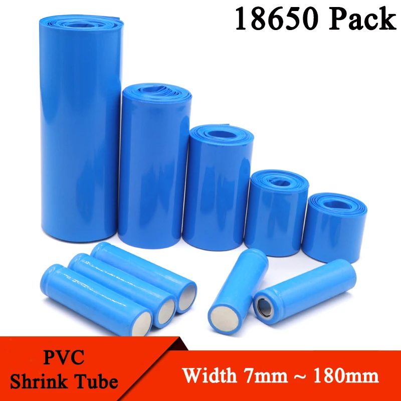 1 Meter Blue 18650 Lipo Battery PVC Heat Shrink Tube Pack 7mm ~ 180mm ...