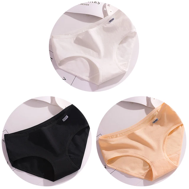 3Pcs/Set Women's Panties Pure Cotton Comfortable Underpants Simple ...