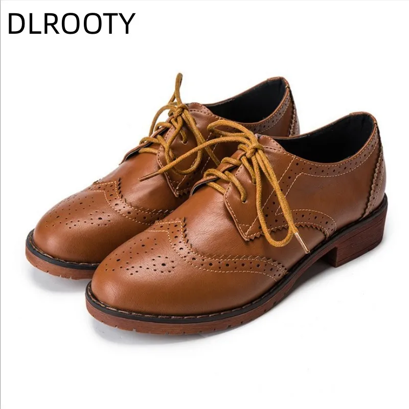 PLUS Size 34-43 Brogue Oxford Shoes Women Flats New Spring 2021 Fashion ...
