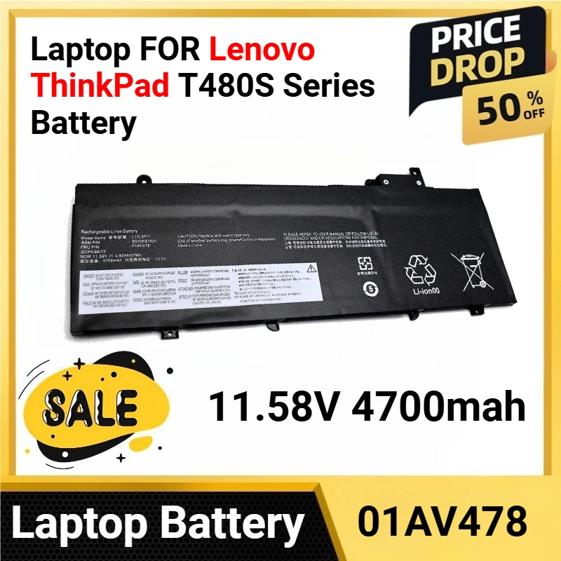 NEW 01AV478 11.58V 4700mah Laptop FOR Lenovo ThinkPad T480S Series ...