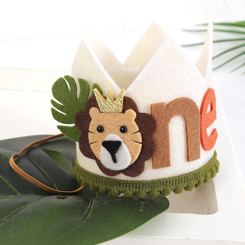 1pc Baby Lion Felt Crown Hats Birthday Party For Kids Birthday Hat 1 ...