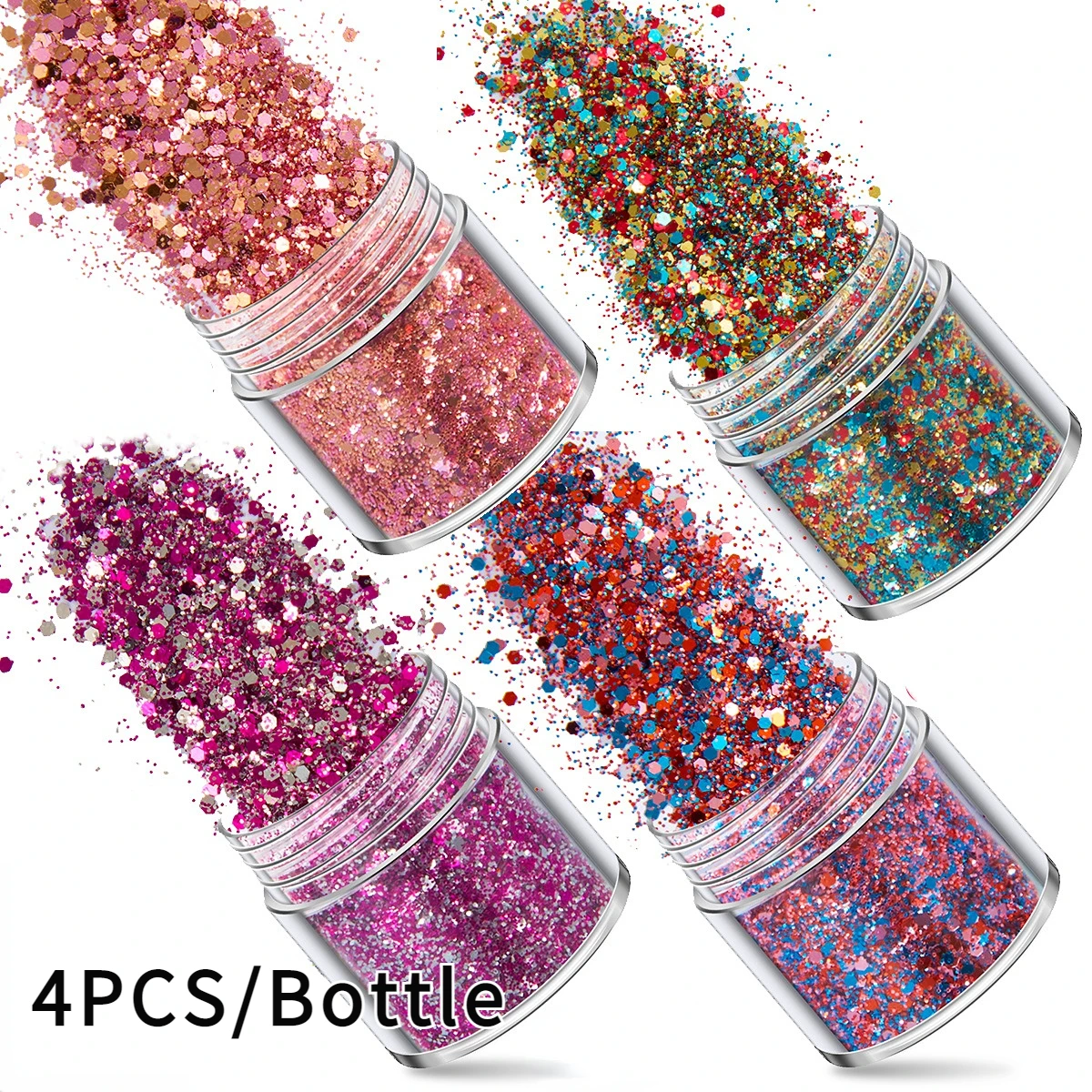 4Bottle Iridescent Glitter Irregular Flakes Resin Fillers DIY Shiny ...