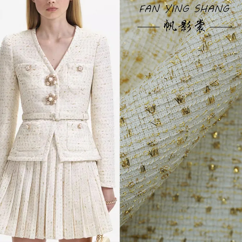 The-Beige-Gold-Thread-Tweed-Fabric-For-Coat-Tissus-Au-M-tre-Sewing-By.jpg