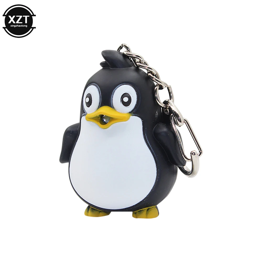 Kawaii Cute Cartoon Penguin Style Key Chain with LED Light Sound Key ...