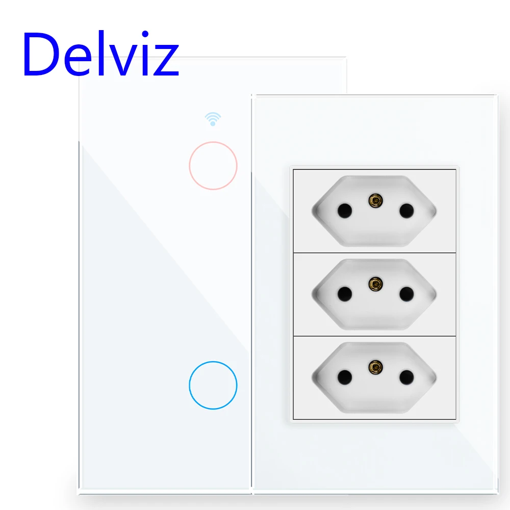 Delviz Brazil power Socket,Crystal glass panel,3gangs 3 Pins outlet ...