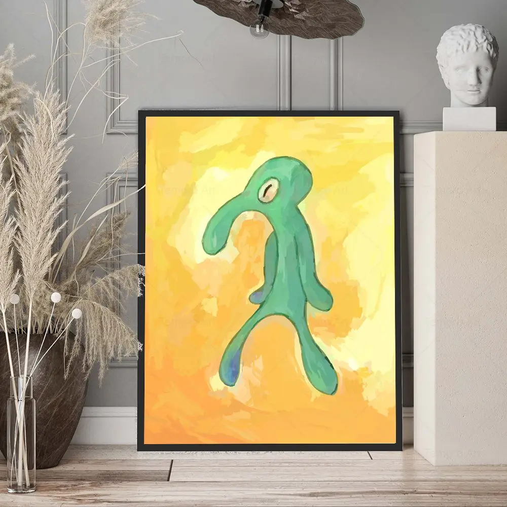 Squidward Painting Poster | Canvas Wall Art Picture | Squidward Wall ...
