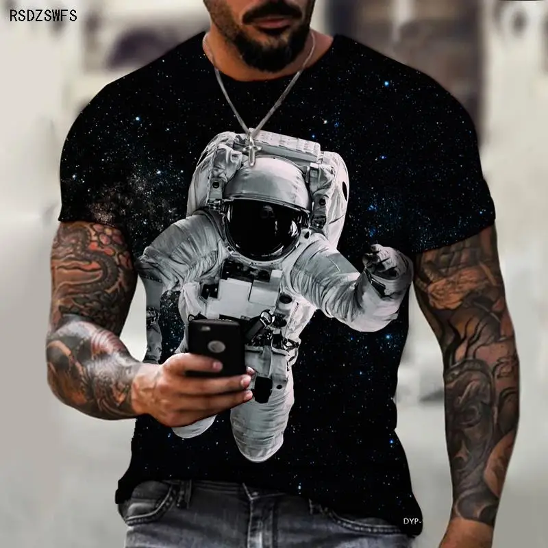 Brand Men's Shirt Exclusive Design Space Universe Astronaut 3D Printing ...