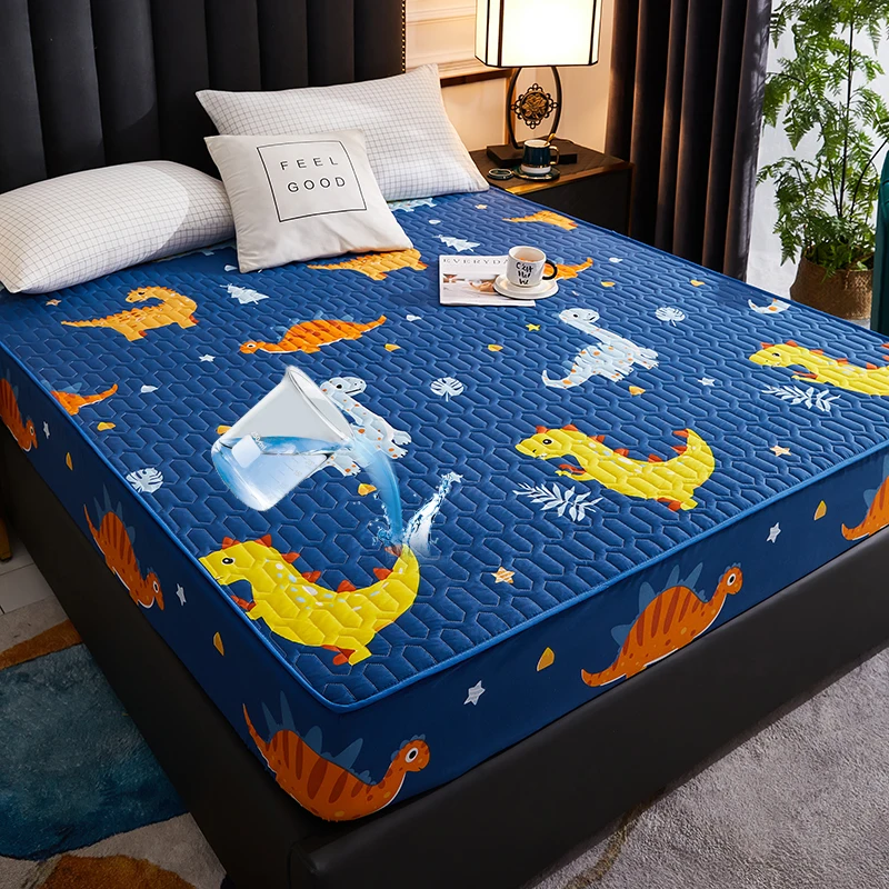 Waterproof-Mattress-Cover-Dinosaur-Printed-Bed-Cover-Fitted-Sheet ...