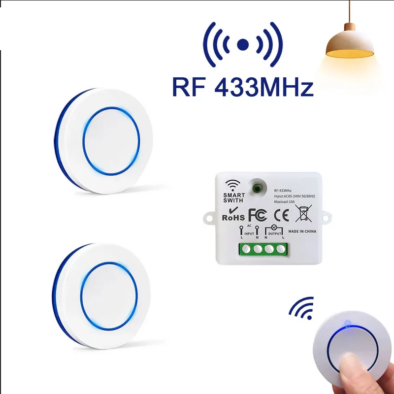 433MHz-Wireless-Remote-Control-Light-Switch-220V-110V-10A-Relay ...