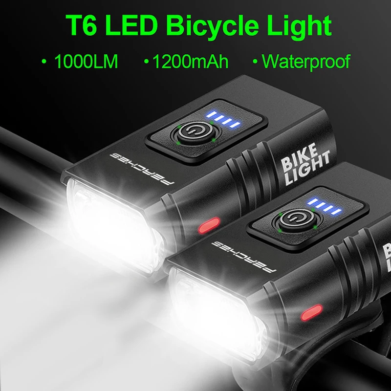T6-LED-Bike-Light-1000Lumen-1200maH-Front-And-Rear-Bicycle-Light ...