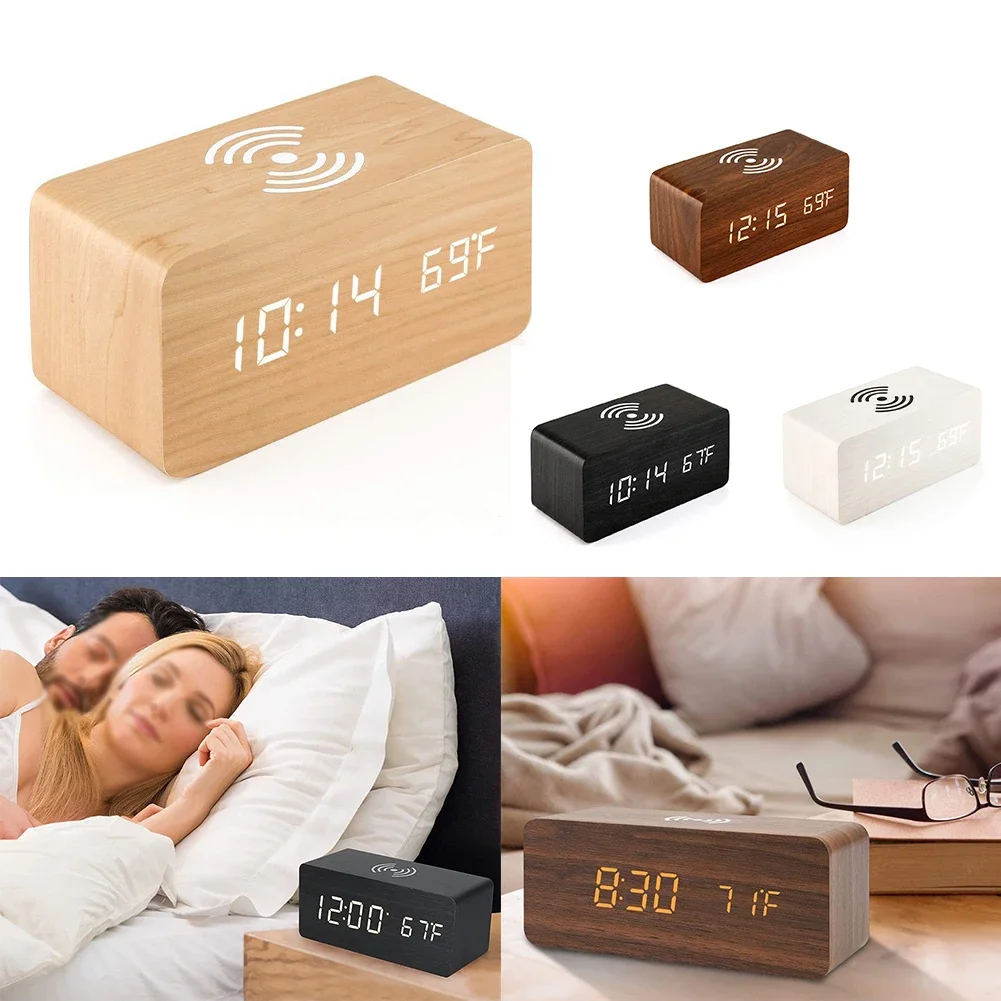 LED-Wooden-Alarm-Clock-Smart-Alarm-Clocks-For-Bedrooms-Bedside-Table ...
