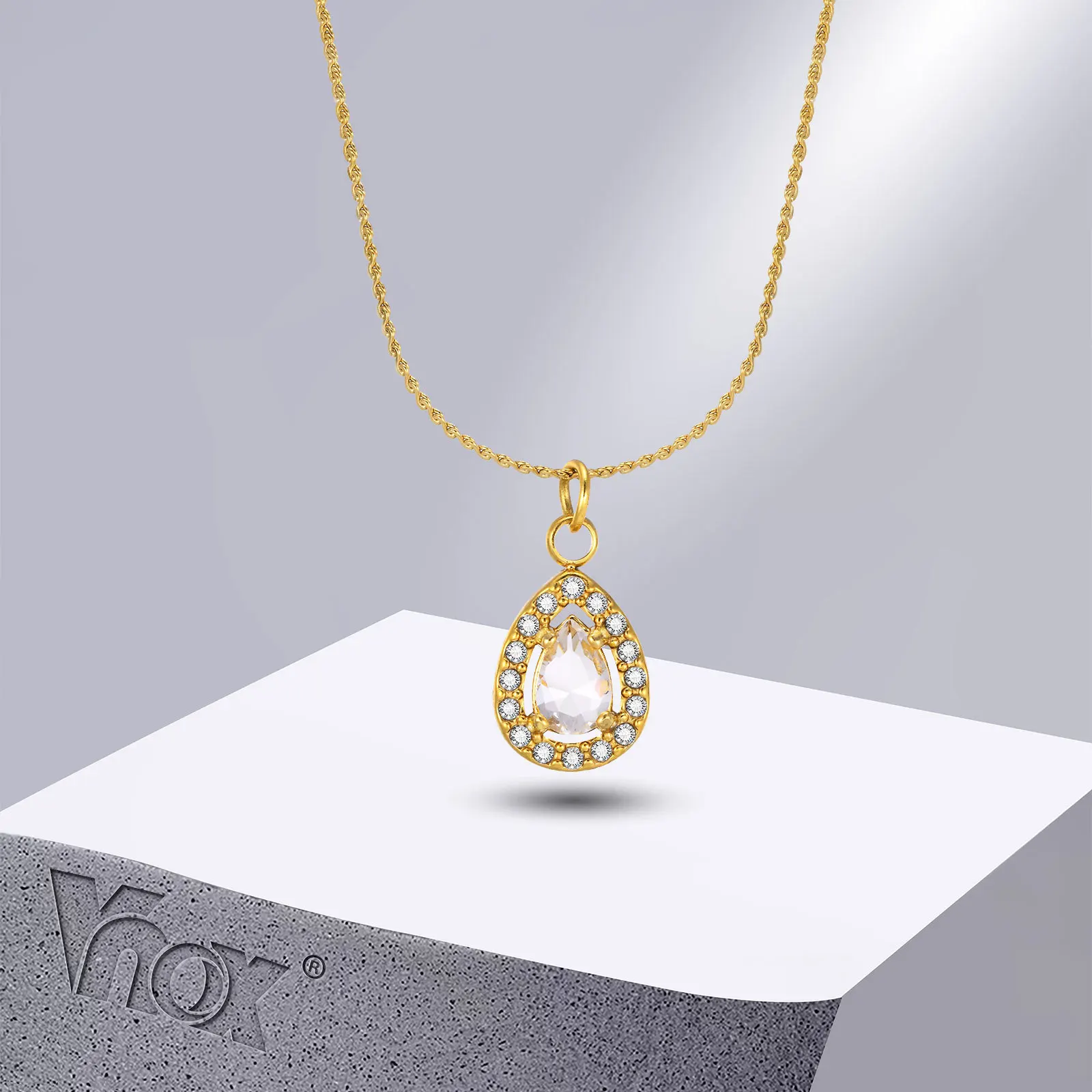 Vnox-Colares-elegantes-Waterdrop-para-mulheres-Sparking-AAA-Cubic ...