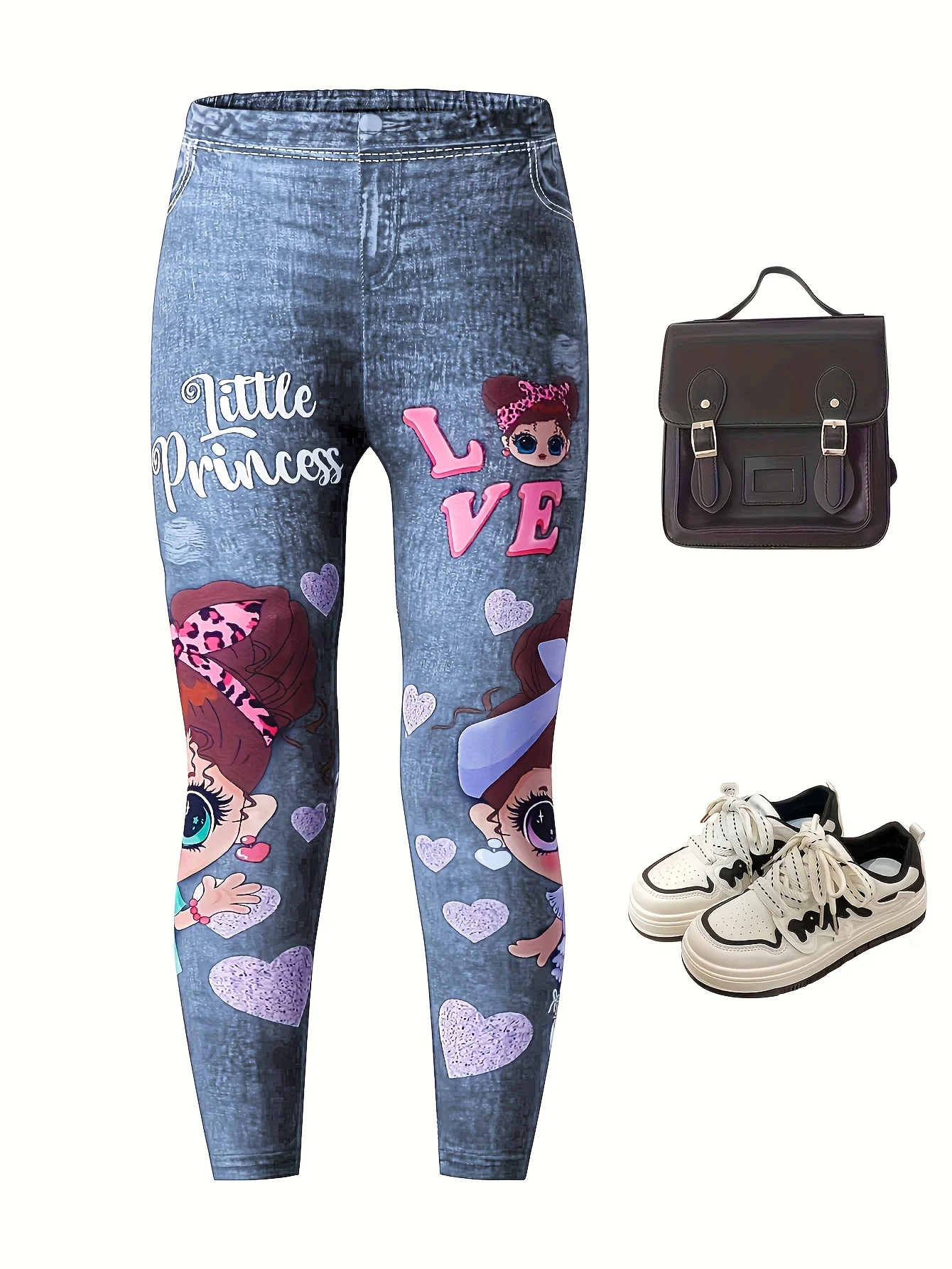 Girls-Spring-And-Autumn-Single-Piece-Cartoon-Doll-Tight-Fake-Jeans-Fake ...