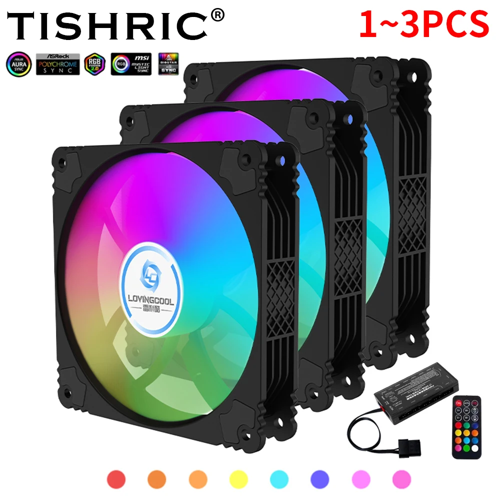 1-6PCS TISHRIC Argb Fans 120mm RGB Fan PC Controller Cpu Cooler For ...