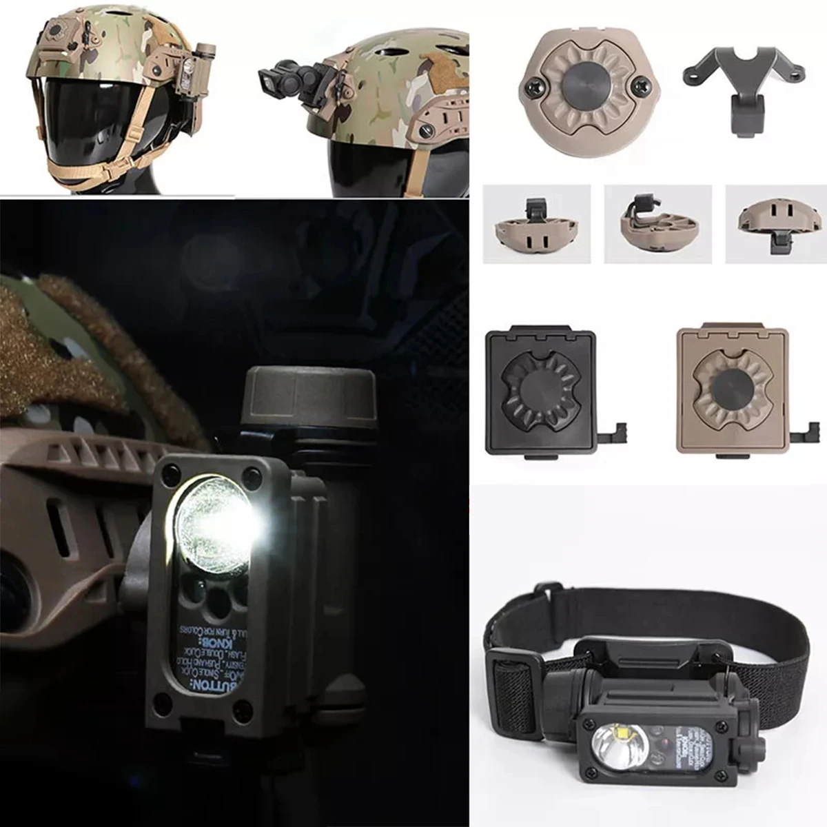 New Tactical LED Light Compact II IR Headlamp Portable Helmet Rail ...