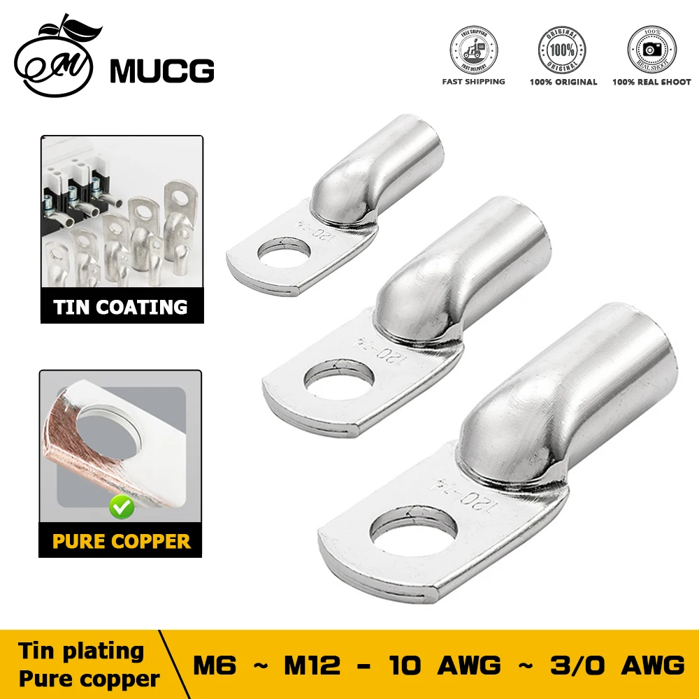 Tin plated Pure Copper Terminal Crimp Terminal Ring Lug Cable Terminal ...