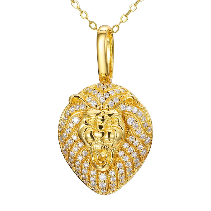 S925 Sterling Silver Moissanite Claw Bling Ice Out Animal Lion Pendants ...