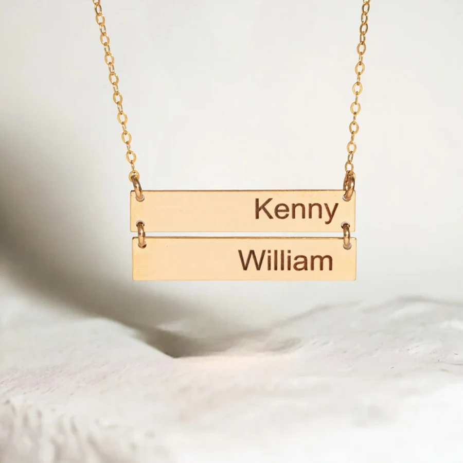 Acheerup Fashion Custom Engrave 1-4 Names Bar Necklaces for Women ...