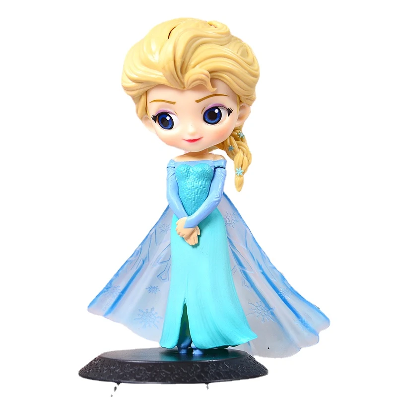 Disney 14cm Q Posket Princess Frozen Elsa Figure Model Toys Cake Figure ...