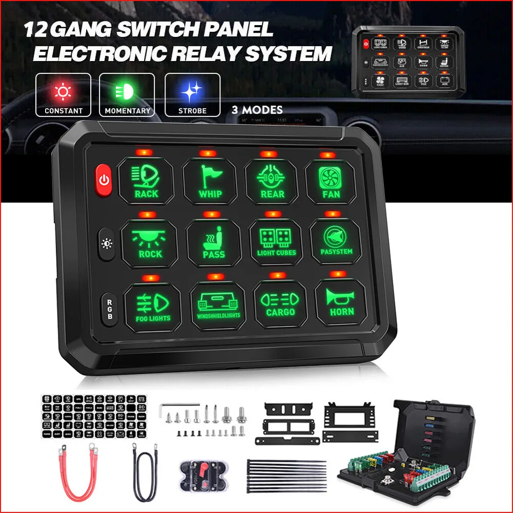 RGB-12-Gangs-Universal-LED-Switch-Panel-Light-On-Off-Control-Relays ...