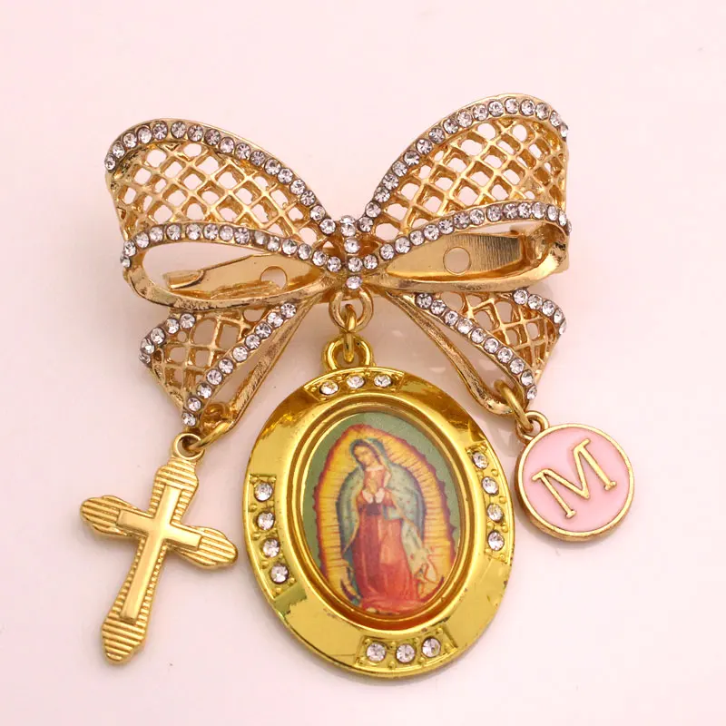 personalised religious protective pin Christian cross Virgin Mary baby ...