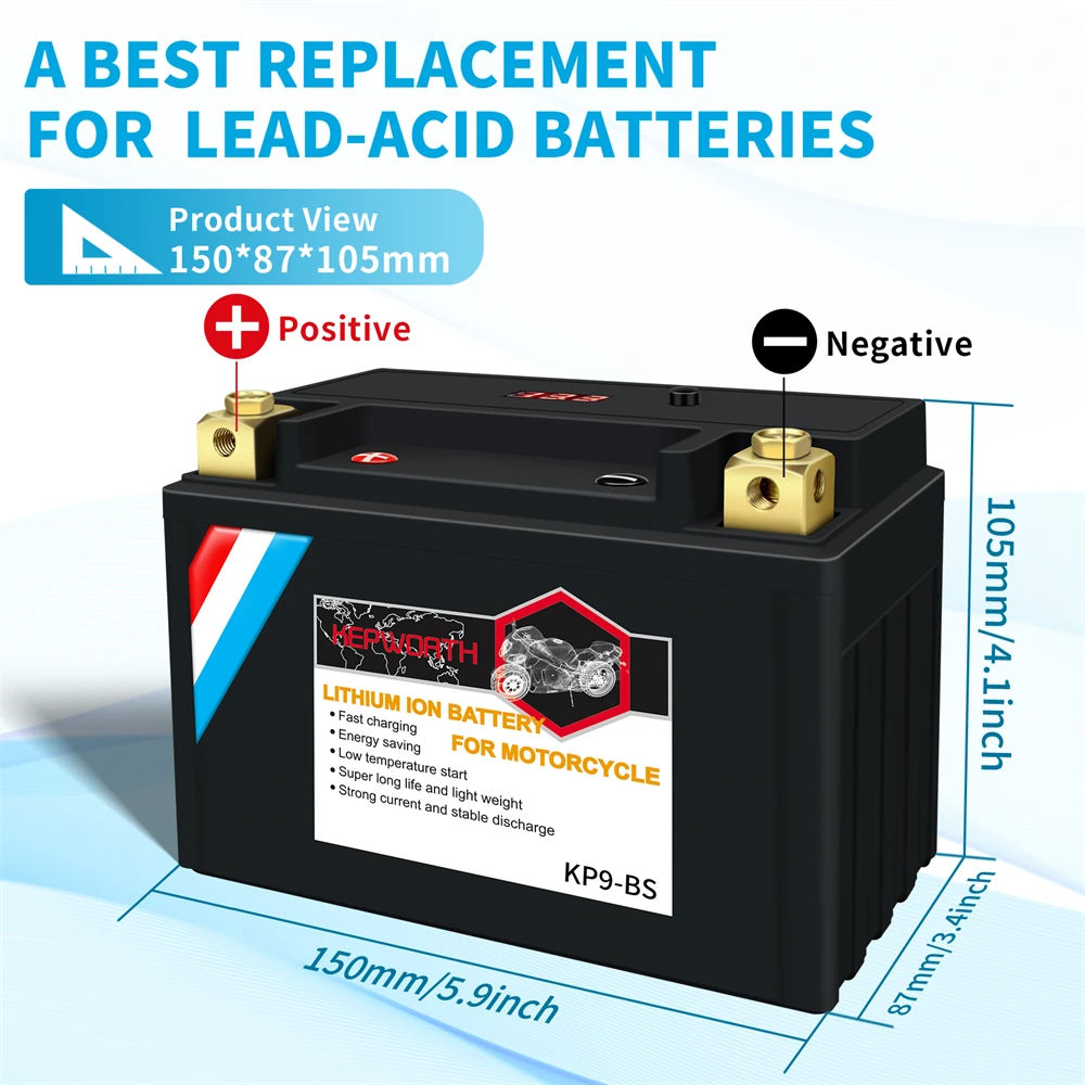 KP9-BS-12V-6Ah-Motorcycle-LiFePO4-Start-Battery-Lithium-ion-Motorbike ...