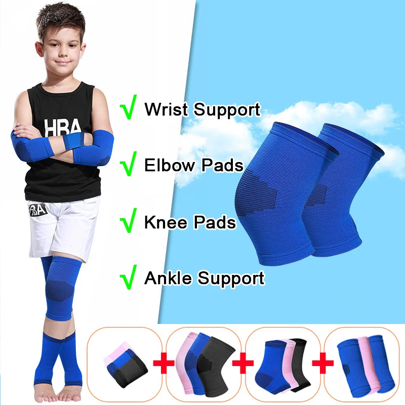 8Pcs-Set-Girls-Boy-Sports-Knee-Pads-Elbow-Pads-Wrist-Guards-Ankle-Brace ...