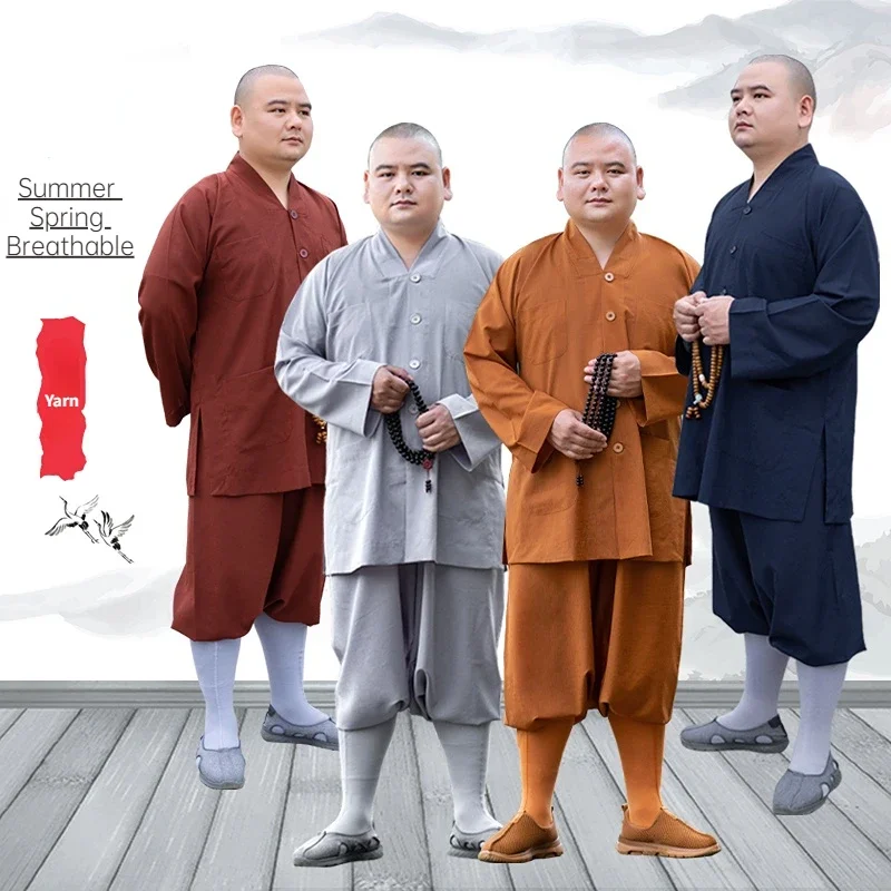 Roupa-de-monge-budista-respir-vel-para-adultos-tops-e-cal-as-do-templo ...