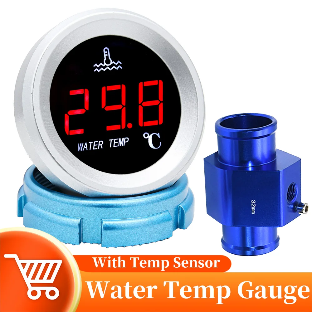 12V Car Water Temperature Meter With 10mm Temperature Sensor Universal ...