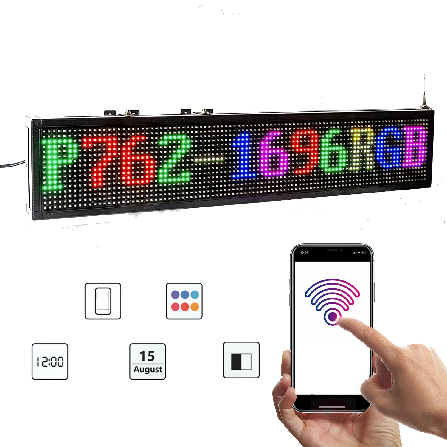 30x6 Inch Led Ads Signs Full Color Rgb Smd Display Storefront Message ...