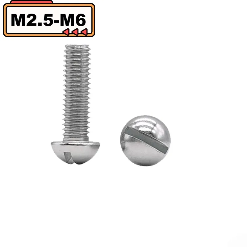 M2.5 M6 GB67 76 Stainless Steel 304 A2 Half Round Cup Mushroom Head Slotted Drive Head Machine ...
