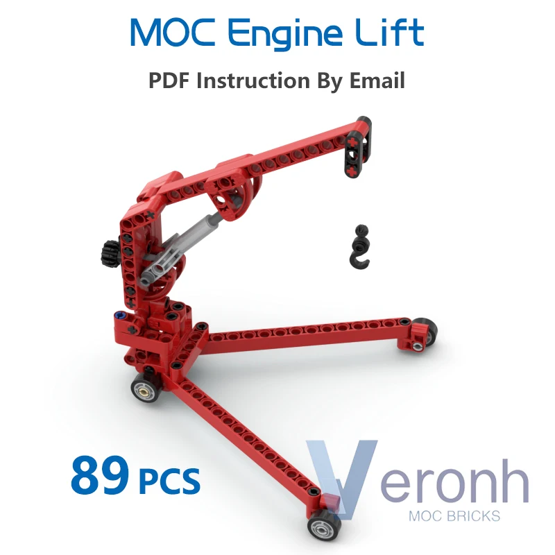 89 PCS MOC Technical Car Engine Lift Tool Modle Building Blocks 30395 ...