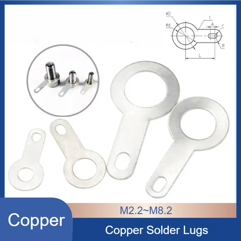 100 Pcs Copper Solder Lugs – M2.2 to M8.2 Ring Terminals, Solder Tag ...